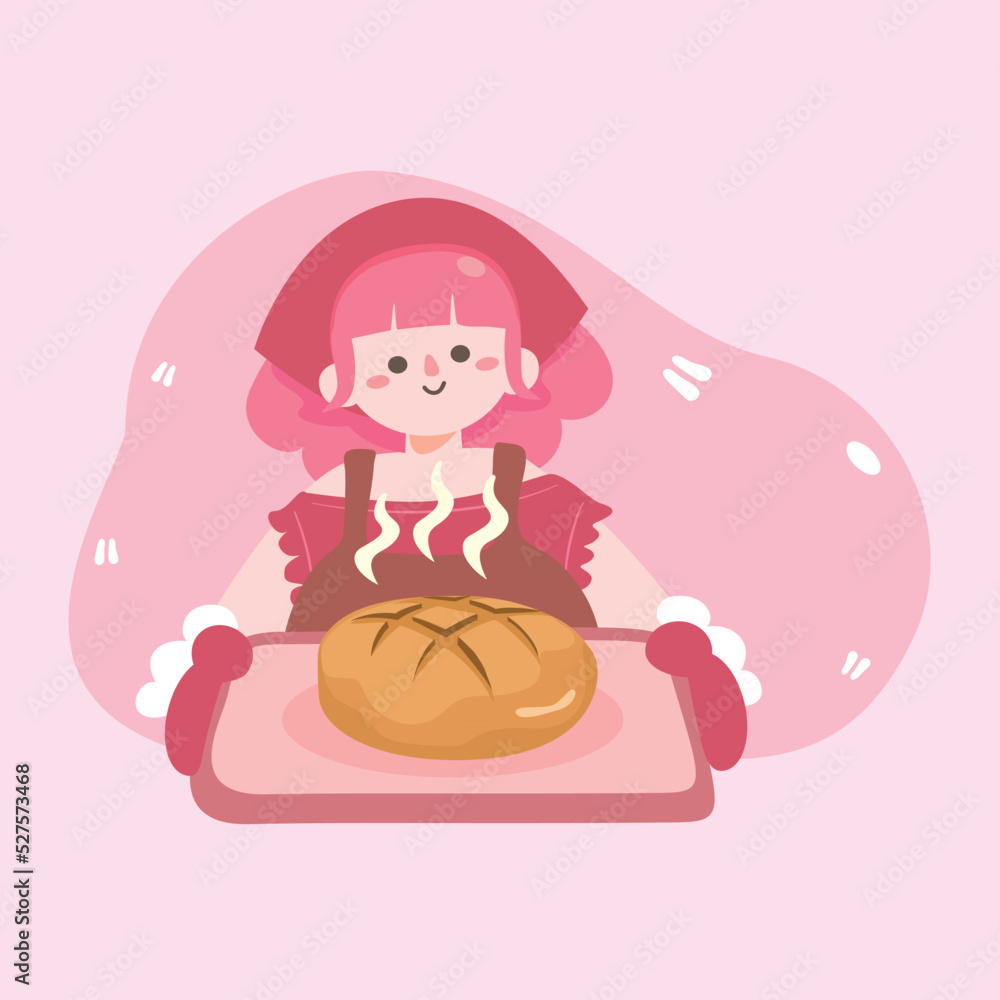 Cute Girl Chef Smiling Young Woman Cooking Homemade Bakery Concept