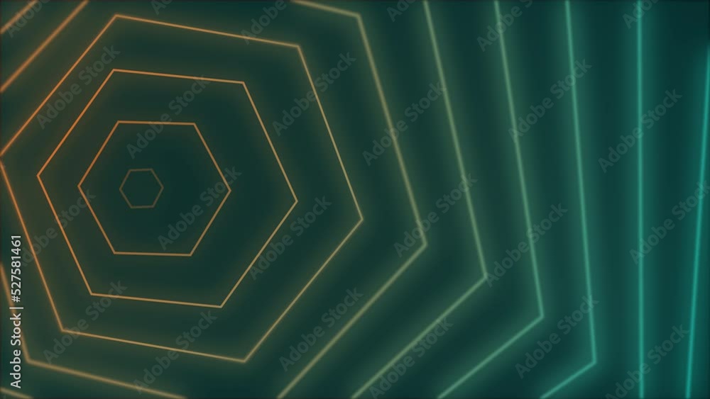 Digital neon polygon geometric shapes pattern background of dark green ...