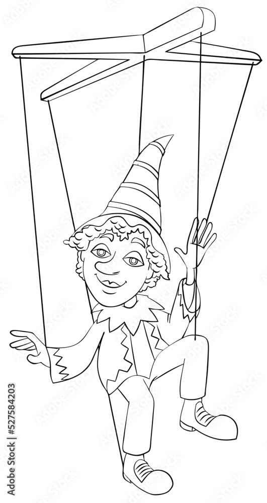 String puppet. Element for coloring page. Cartoon style. Stock Vector ...