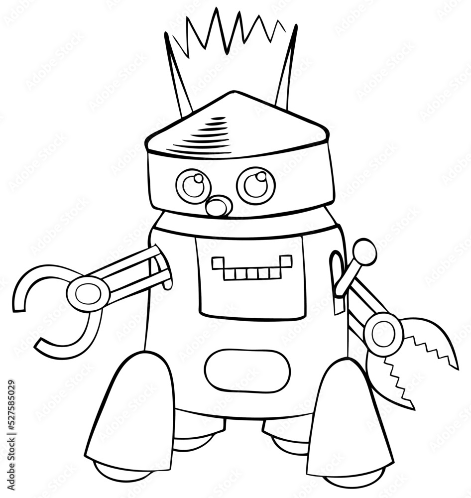 Robot. Element for coloring page. Cartoon style. Stock Vector | Adobe Stock