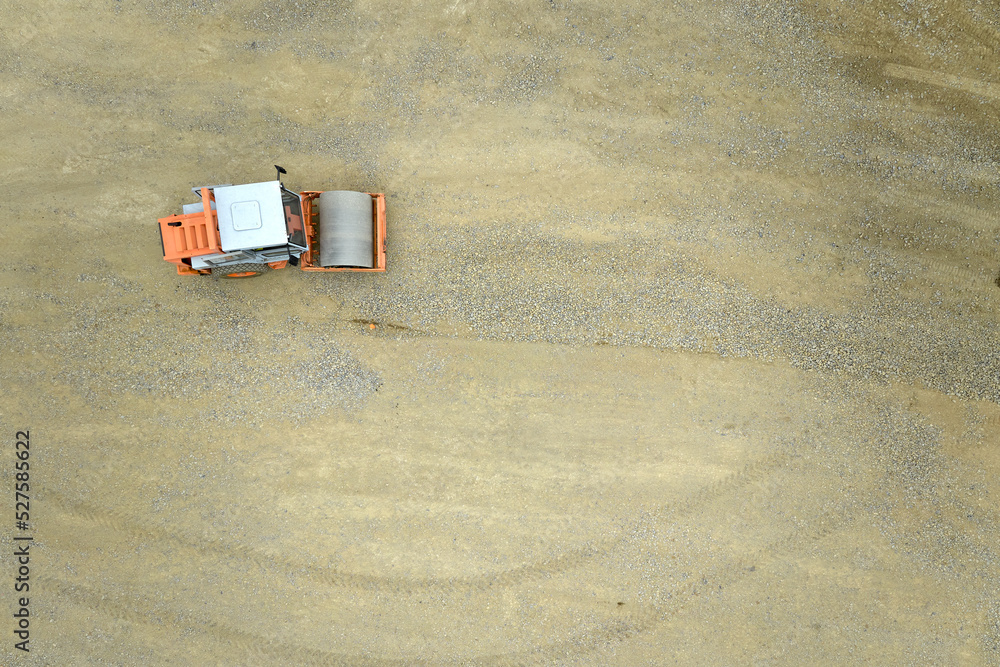 Vertical view of a isolated soil compactor roller , construction ...