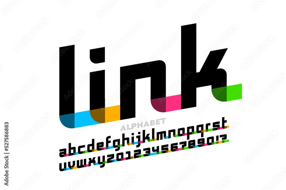 Linked letters font design, alphabet letters and numbers vector ...
