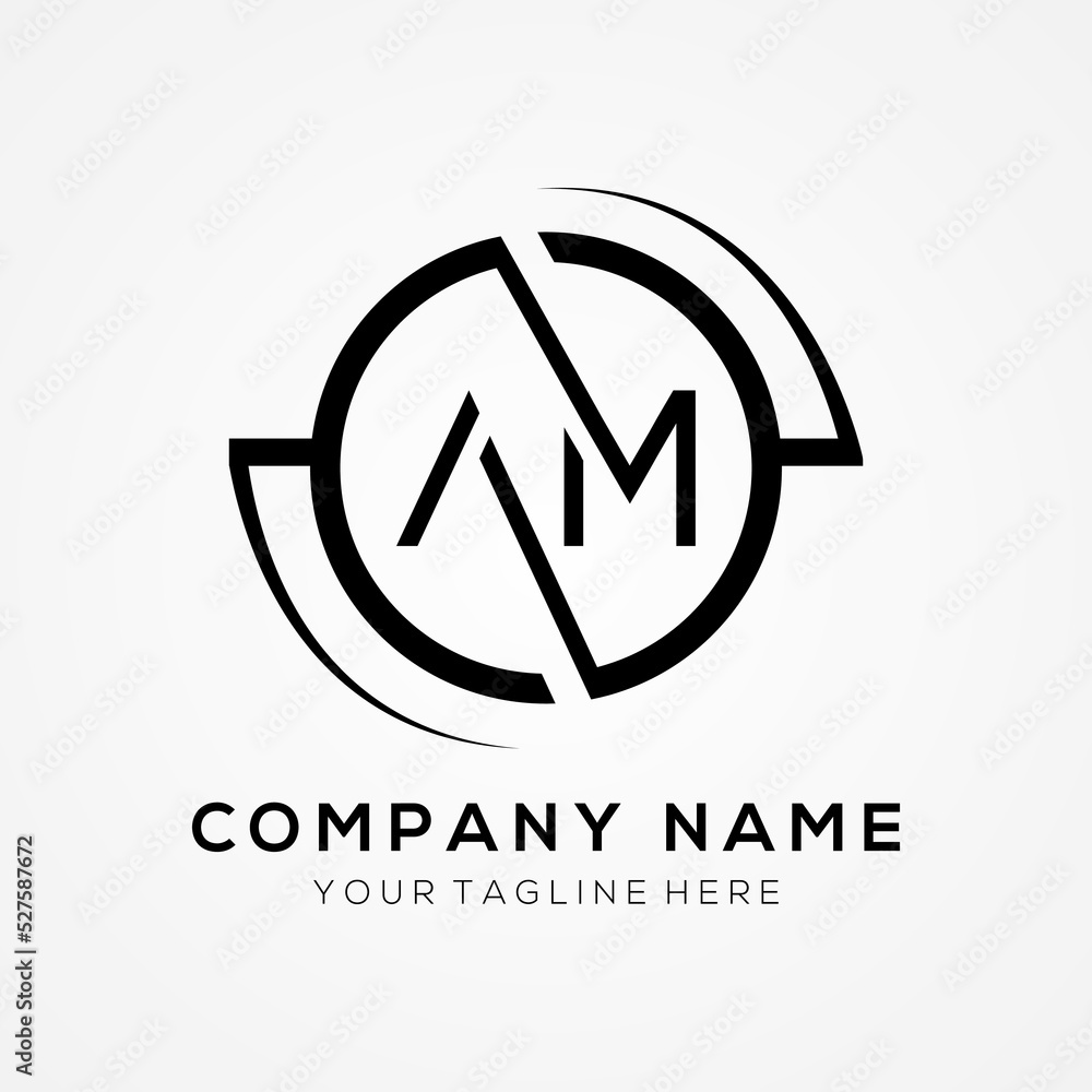 letter AM Logo Design Vector Template. Initial Black Letter Design AM ...