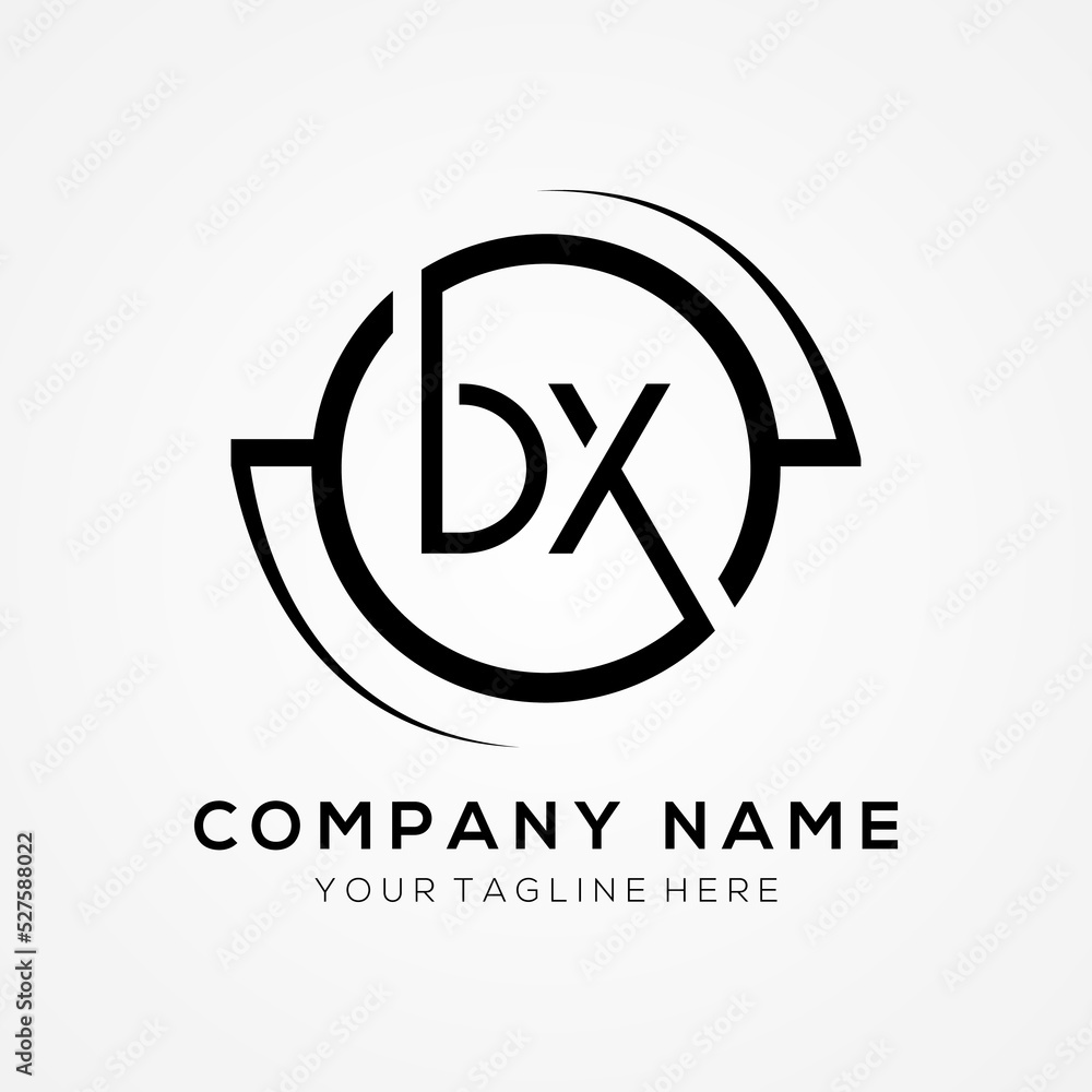 letter DX Logo Design Vector Template. Initial Black Letter Design DX ...