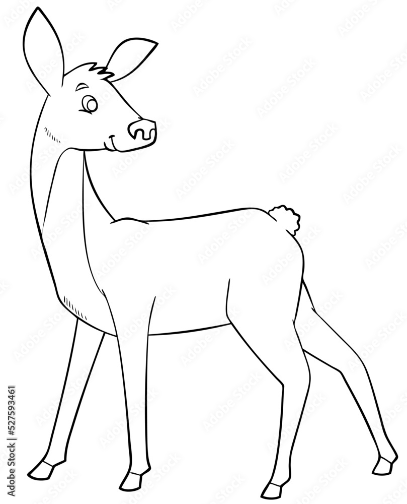 Roe deer. Element for coloring page. Cartoon style. Stock Vector ...