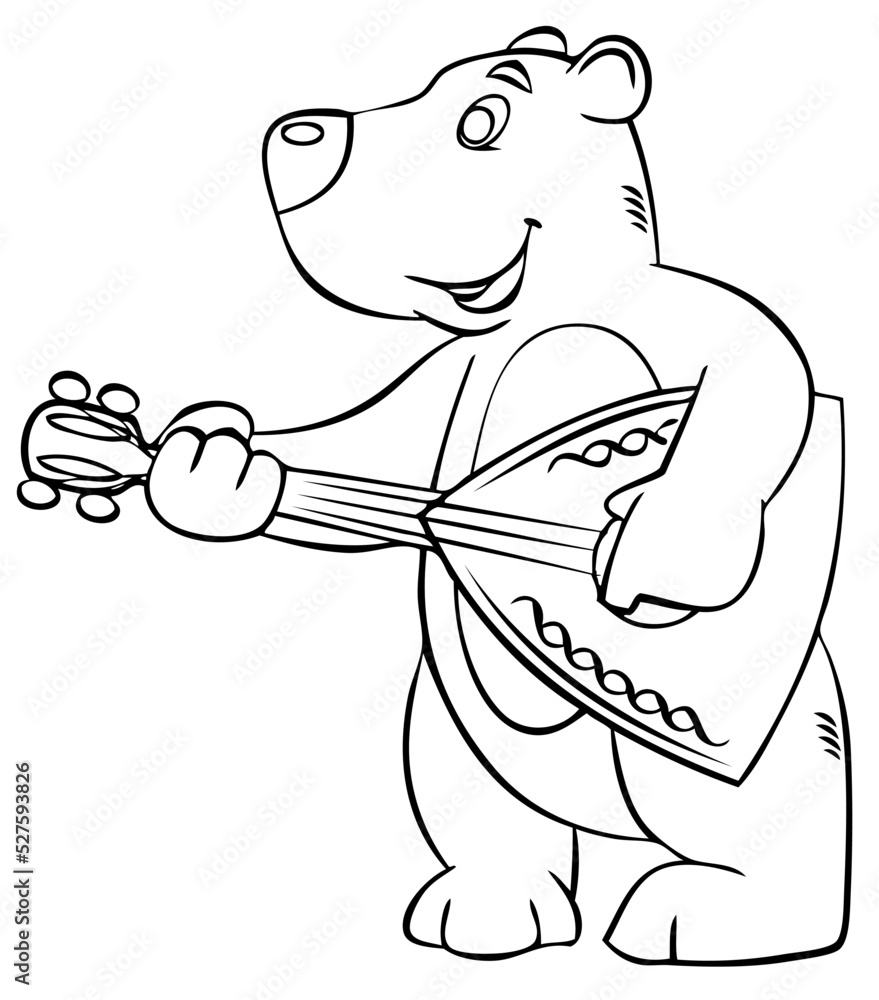 Russian bear. Element for coloring page. Cartoon style. Stock Vector ...