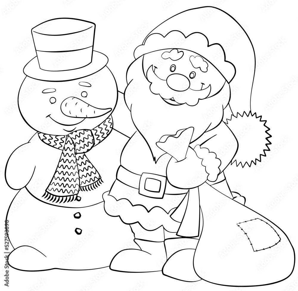 Santa Claus. Element for coloring page. Cartoon style. Stock Vector ...