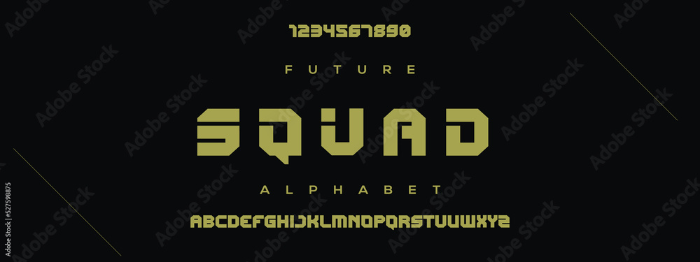SQUAD Tech Modern Alphabet Letter Font. Typography luxury style fonts ...