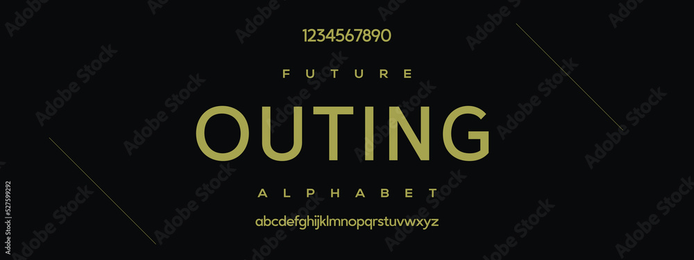 OUTING Tech Modern Alphabet Letter Font. Typography luxury style fonts ...