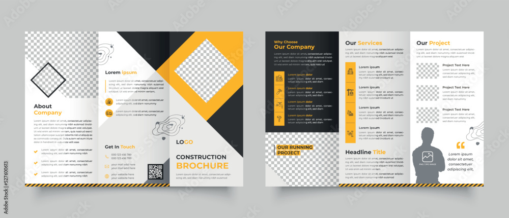 Construction trifold brochure template, home repair brochure design ...