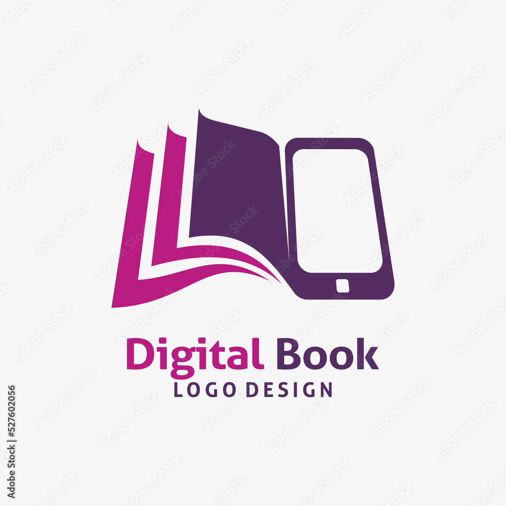 Digital book logo design Stock Vector | Adobe Stock