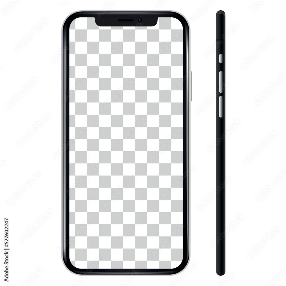 realistic models smartphone with transparent screens, smartphone mockup ...