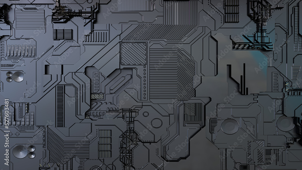 futuristic sci fi abstract texture background with detailed geometric lines and robotic ...