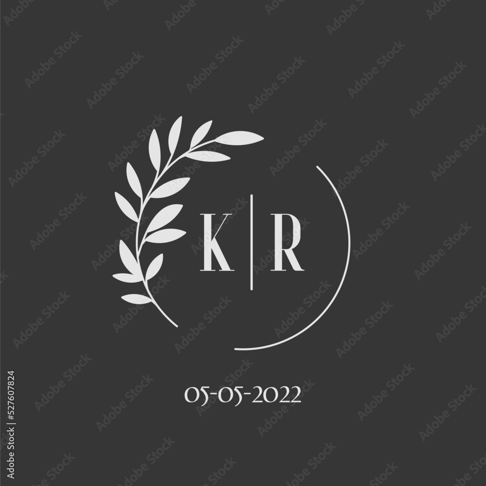 Initial letter KR wedding monogram logo design inspiration Stock Vector ...