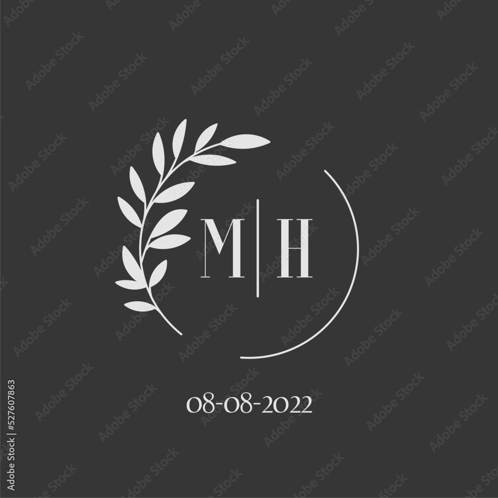 Initial letter MH wedding monogram logo design inspiration Stock Vector ...