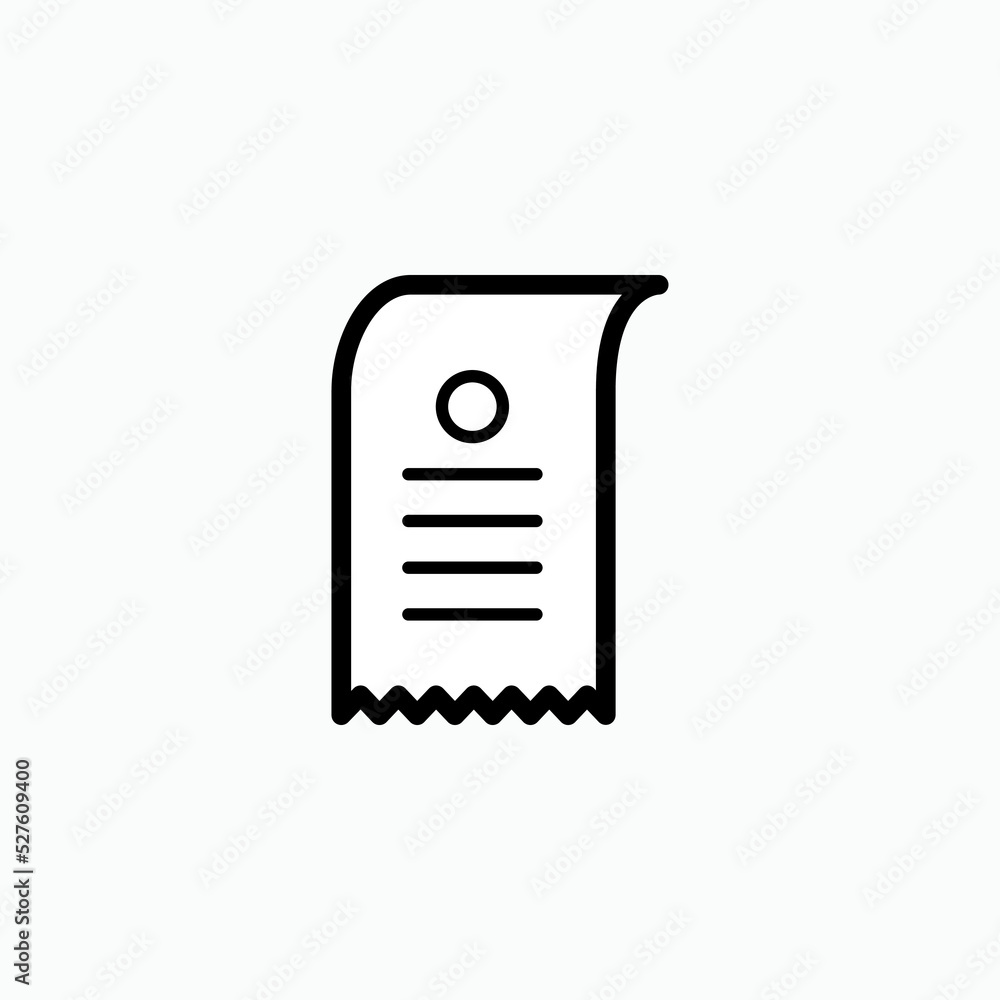 Receipt Slip Print Out Icon - Vector. Presented in Line Art Style ...