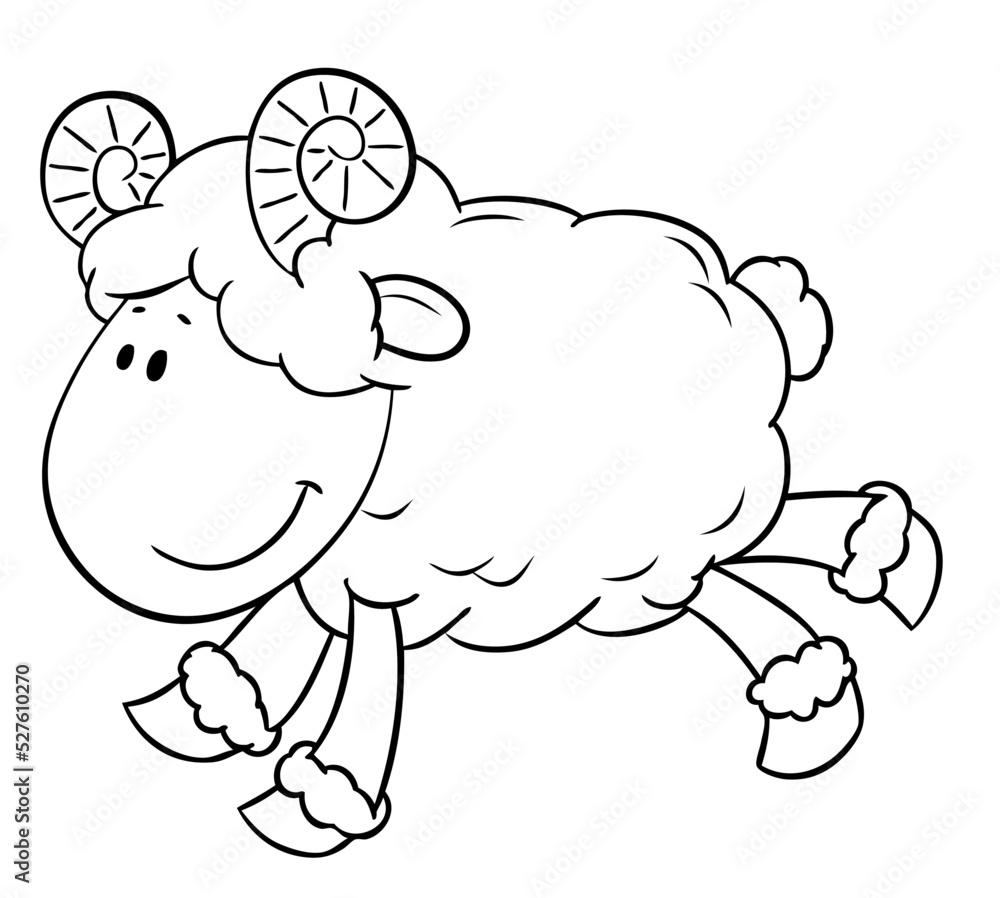 Sheep. Element for coloring page. Cartoon style. Stock Vector | Adobe Stock