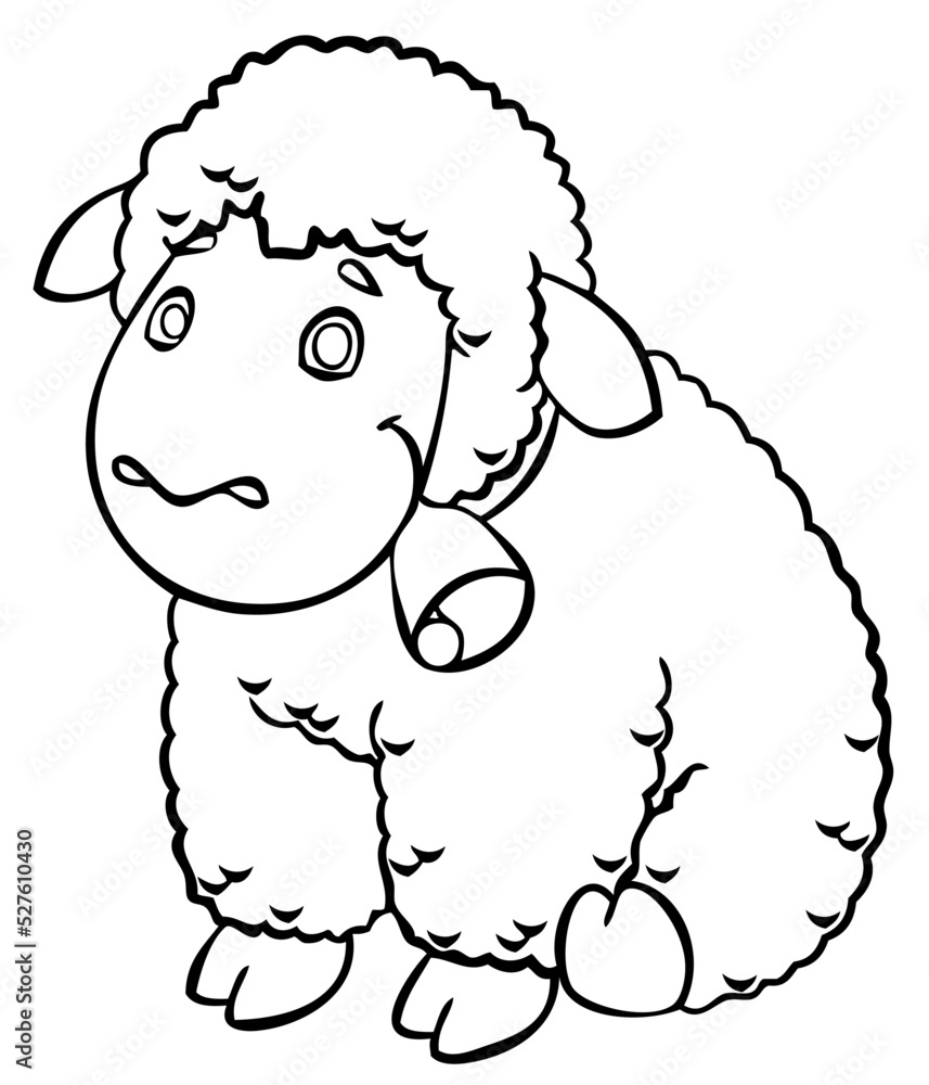 Sheep. Element for coloring page. Cartoon style. Stock Vector | Adobe Stock