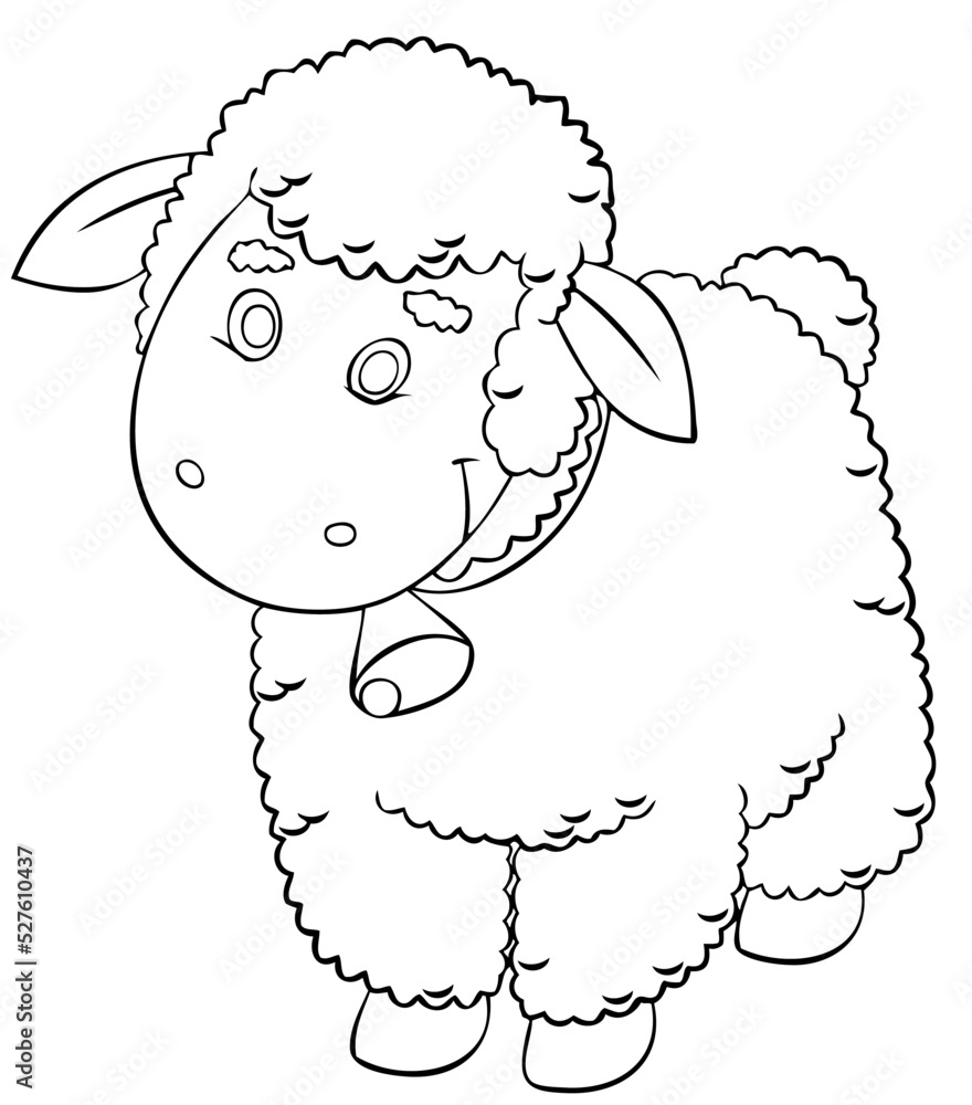 Sheep. Element for coloring page. Cartoon style. Stock Vector | Adobe Stock