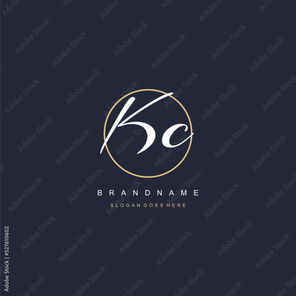 Initial letter KC logo monogram feminine style with circle line design ...
