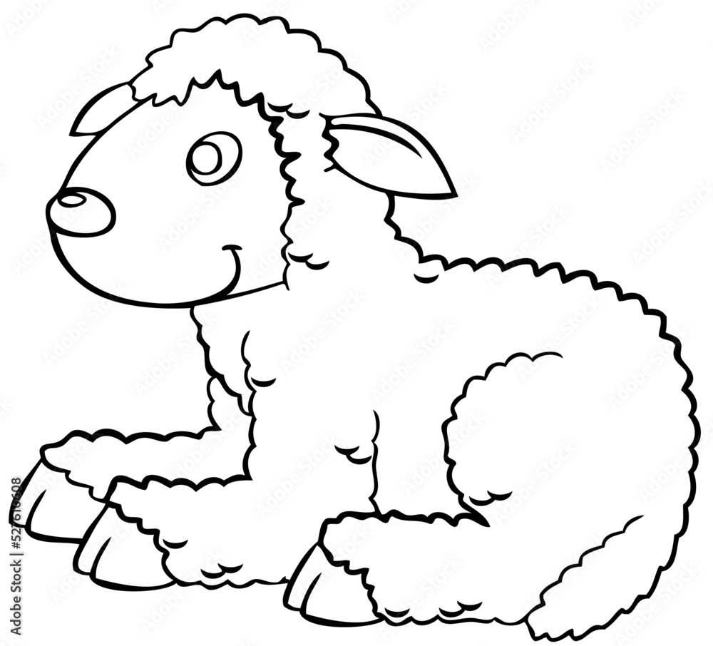 Sheep. Element for coloring page. Cartoon style. Stock Vector | Adobe Stock