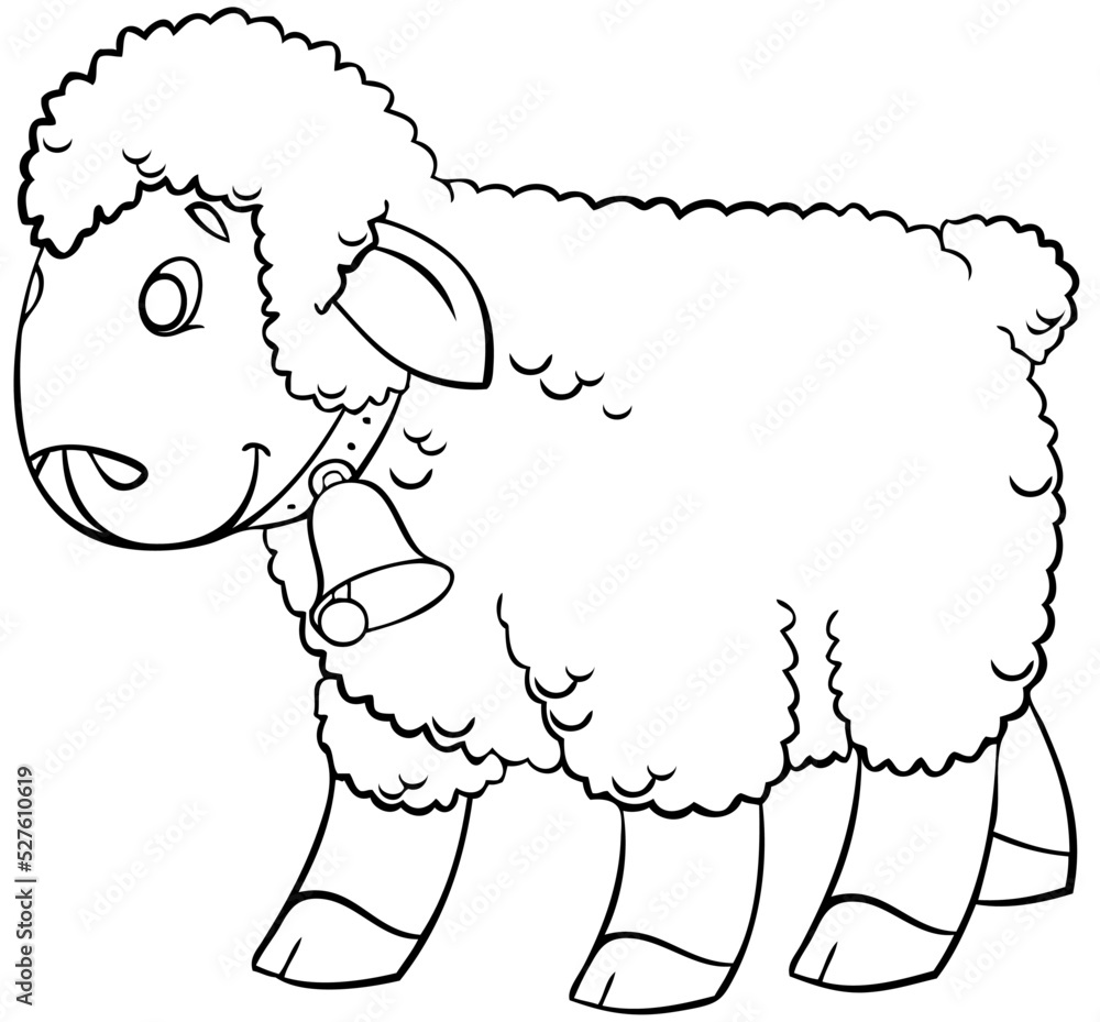 Sheep. Element for coloring page. Cartoon style. Stock Vector | Adobe Stock