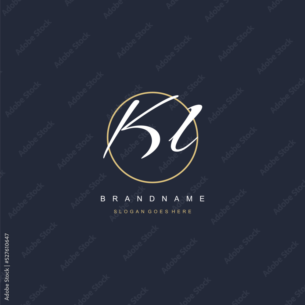 Initial letter KL logo monogram feminine style with circle line design ...