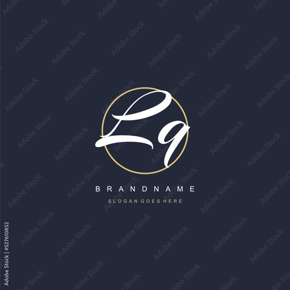 Initial letter LQ logo monogram feminine style with circle line design ...