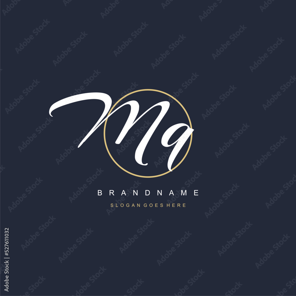 Initial letter MQ logo monogram feminine style with circle line design ...