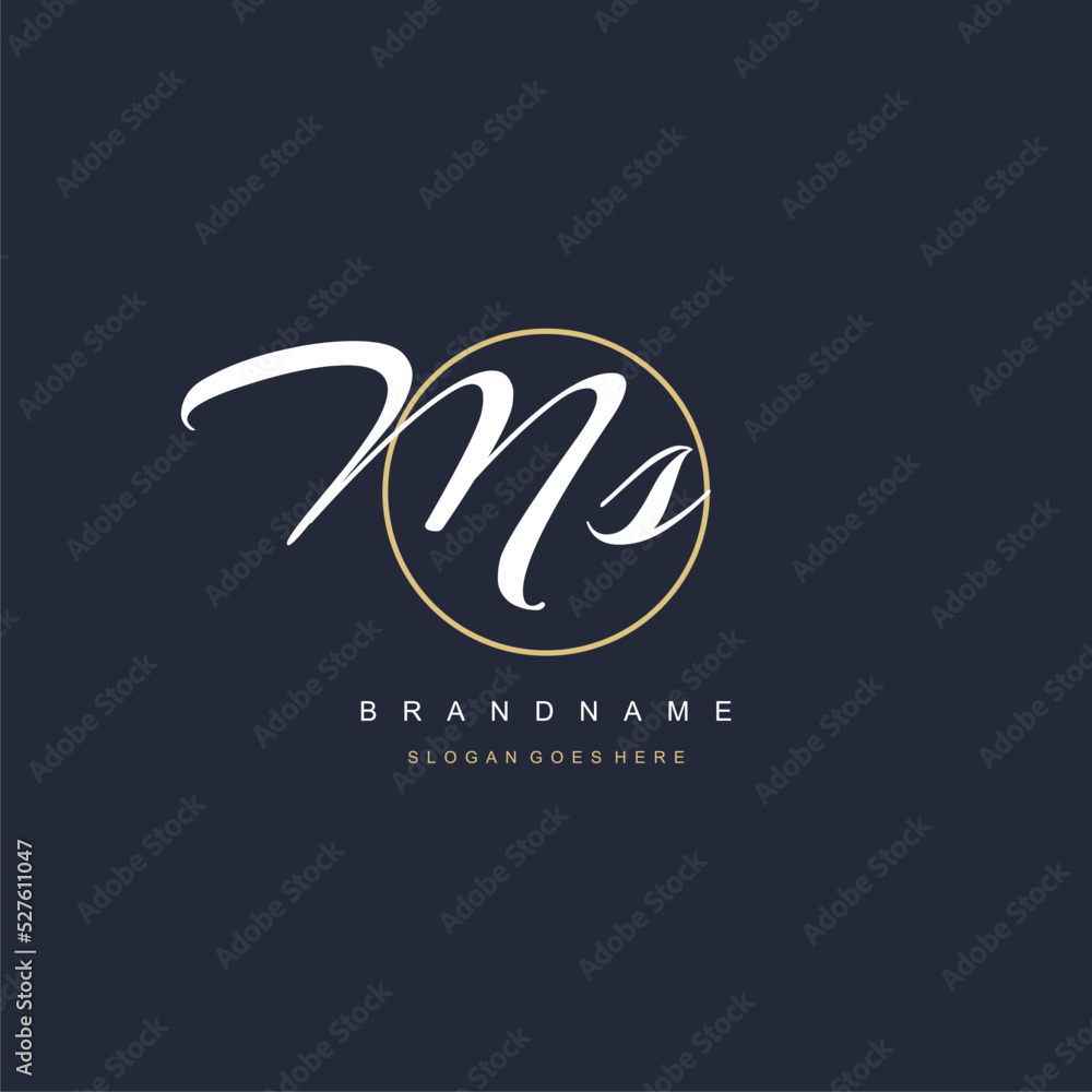 Initial letter MS logo monogram feminine style with circle line design ...