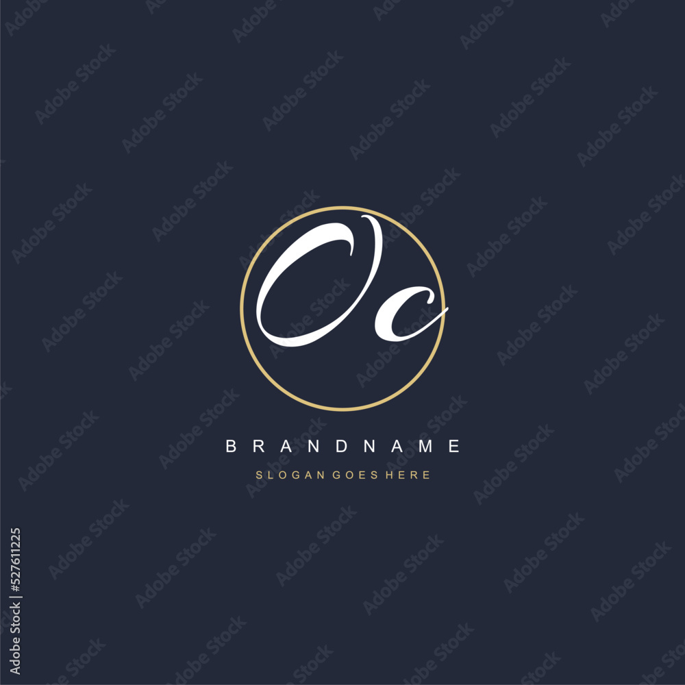 Initial letter OC logo monogram feminine style with circle line design ...