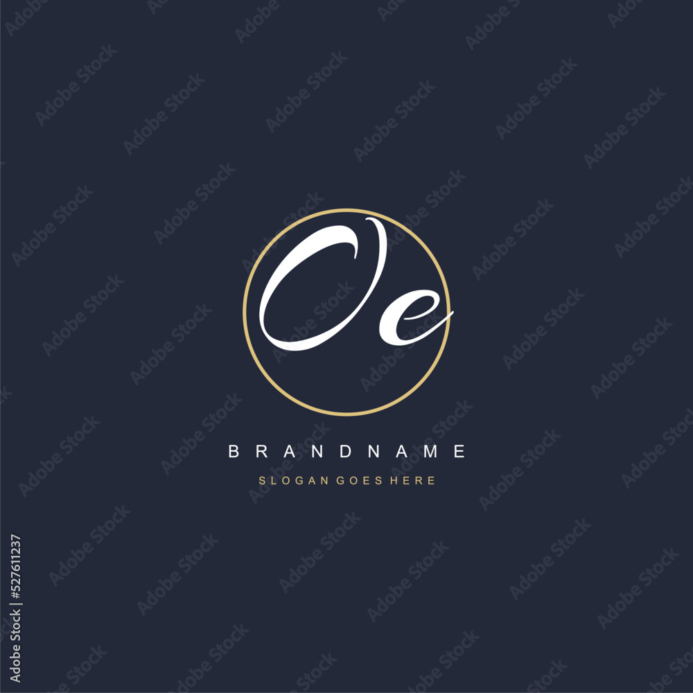 Initial letter OE logo monogram feminine style with circle line design ...