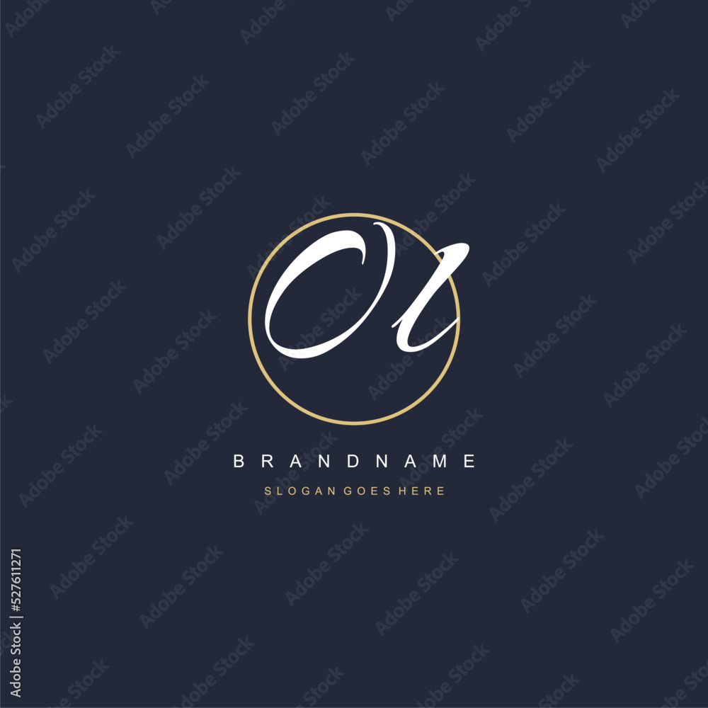 Initial letter OL logo monogram feminine style with circle line design ...