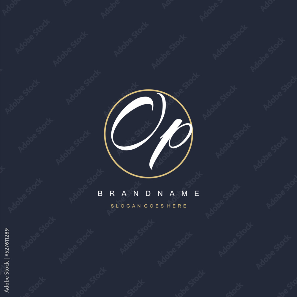 Initial letter OP logo monogram feminine style with circle line design ...
