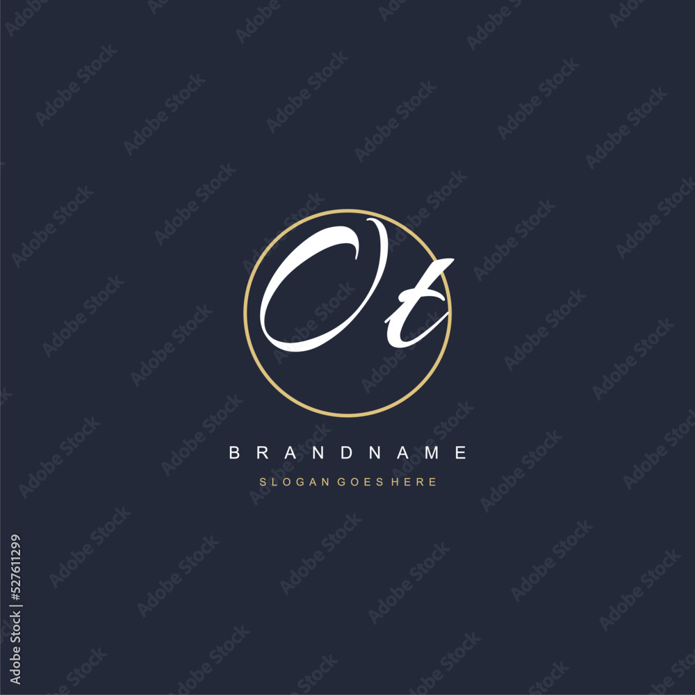 Initial letter OT logo monogram feminine style with circle line design ...