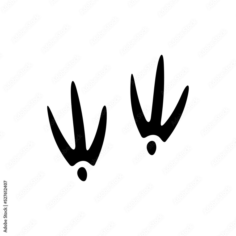 Ostrich steps isolated pheasant bird footprints black silhouette icon ...