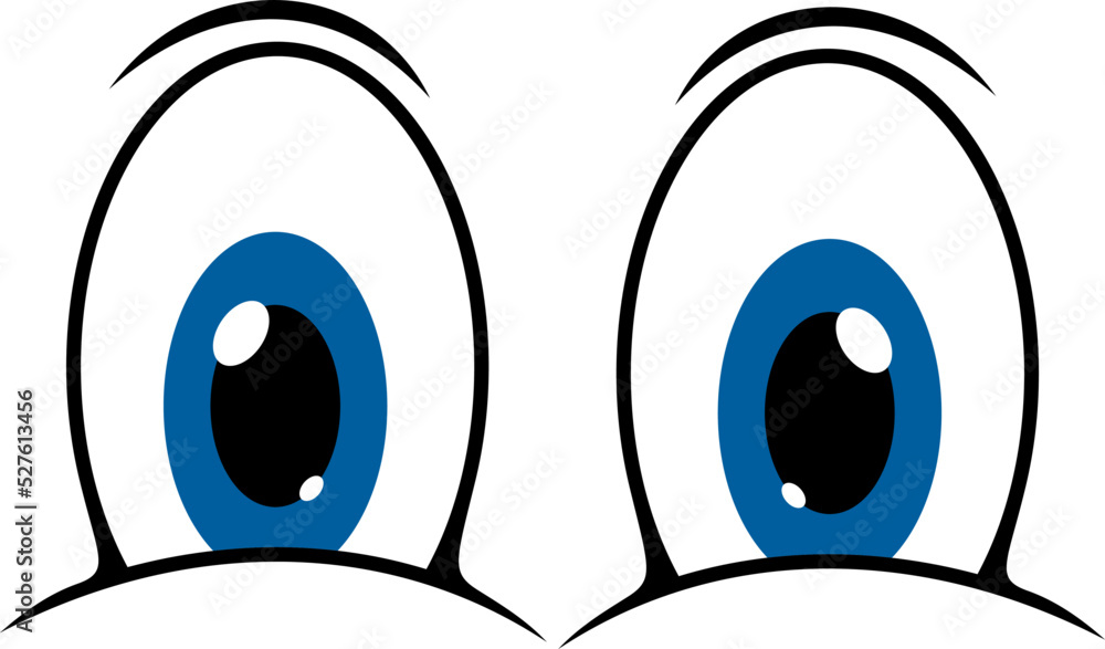 Eyes cartoon face, smile expression and googly character vector icon ...