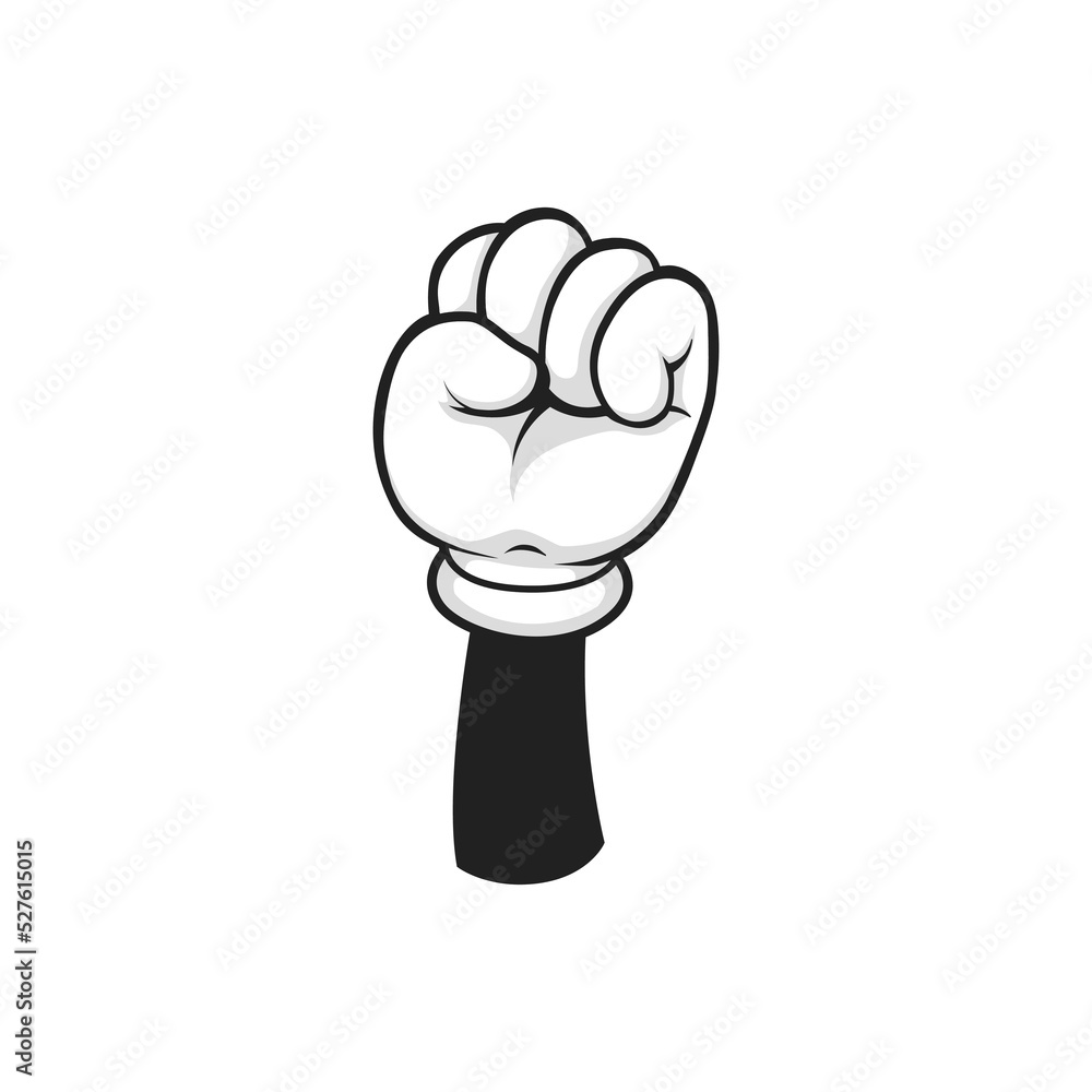 Hand in fist isolated cartoon glove hand arm, comic gesture. Vector arm ...