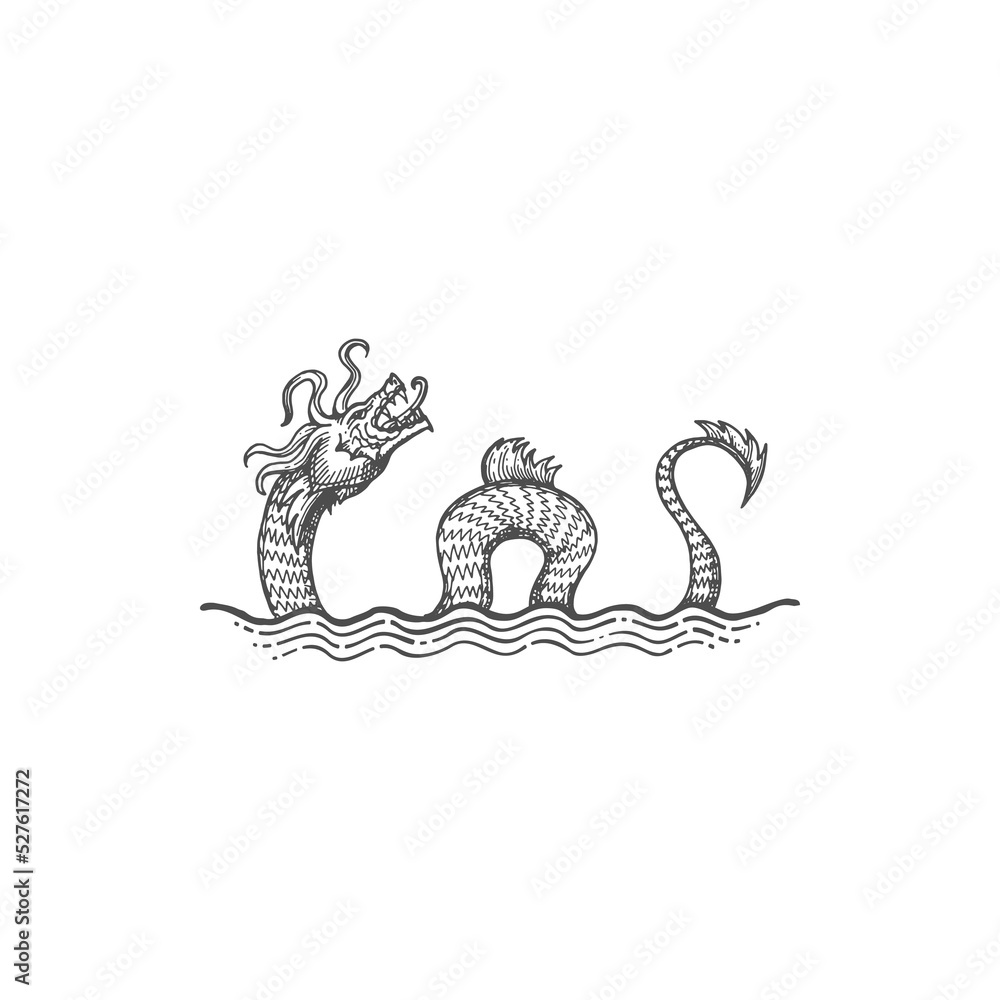 Selma monster, water beast sea serpent dragon underwater beast in ocean ...