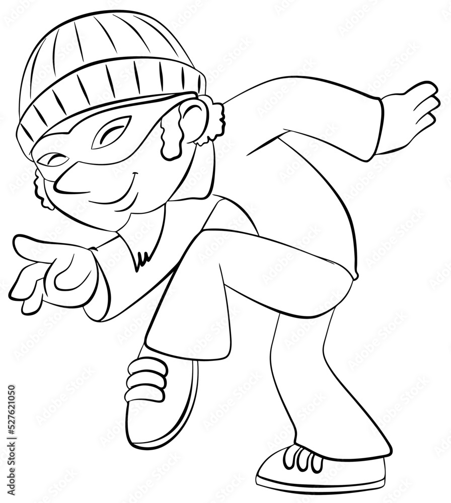 Poster Thief. Element for coloring page. Cartoon style. – Wall Art ...