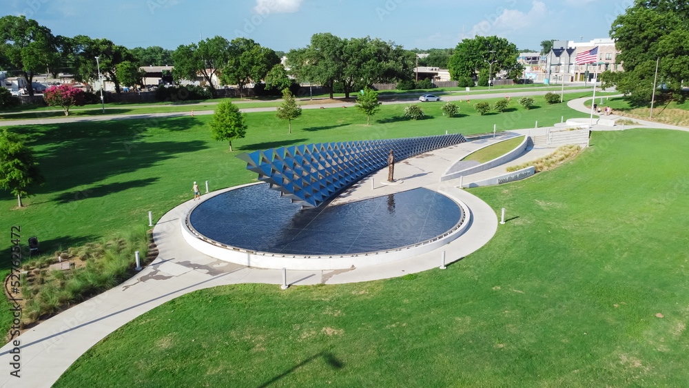 Top view people visiting Doris Miller Memorial in Waco, Texas with ...