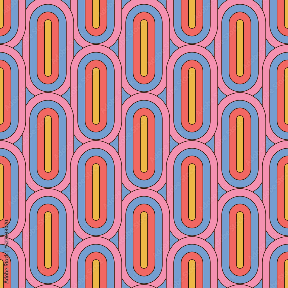 70's Groovy geometric Retro Seamless Pattern. 60s and 70s Aesthetic ...