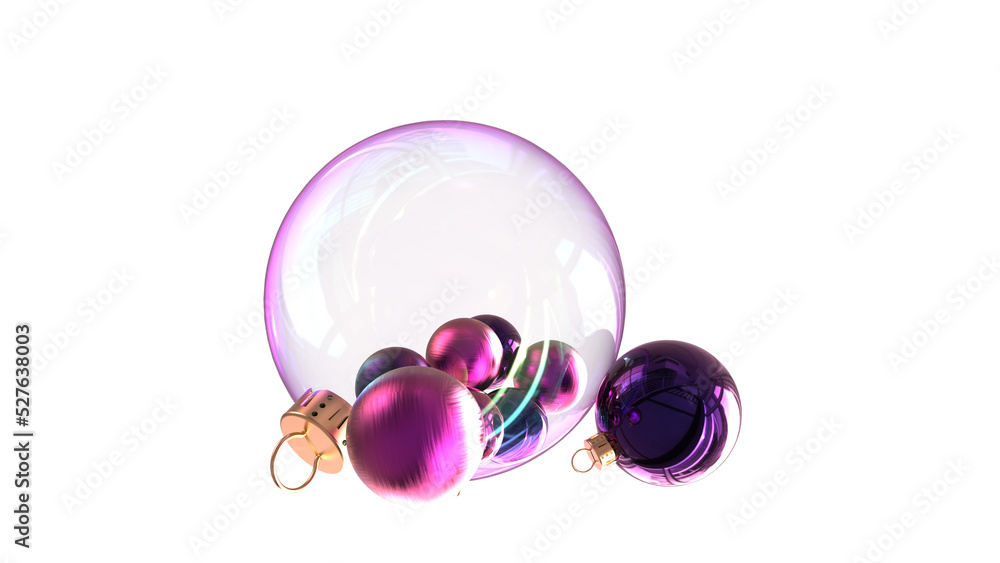 beautiful transparent soap bubble christmastree bauble with small pink ...