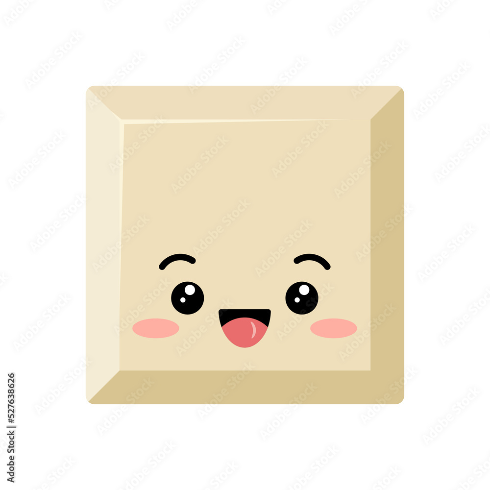 Cute white chocolate bar piece laugh emoji character vector icon. Yummy ...