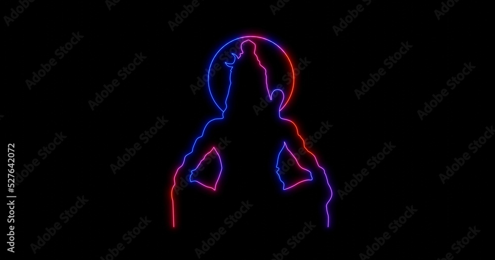 god Shiva neon shape images neon glowing light 2022 image Stock ...