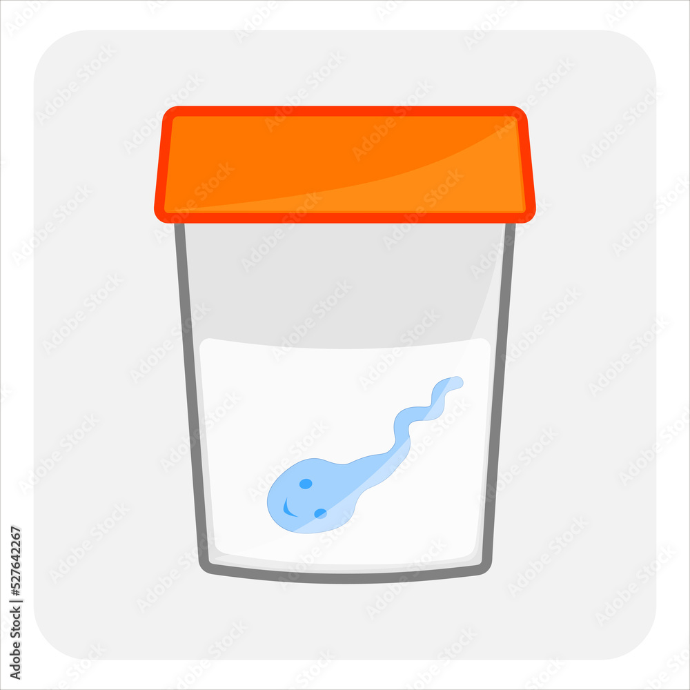 Spermogram analysis and fertilization, flat illustration of sperm ...