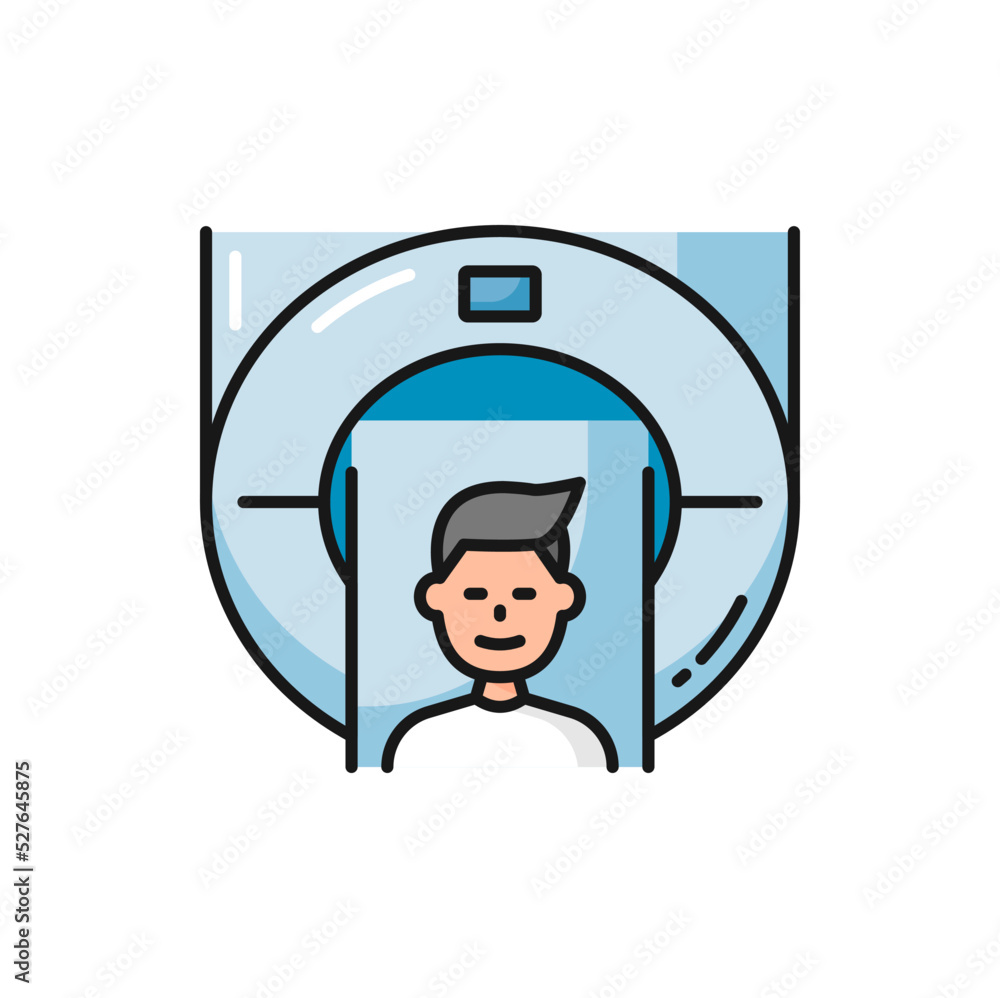 MRI, radiology CT scan line icon, medical diagnostics with resonance ...