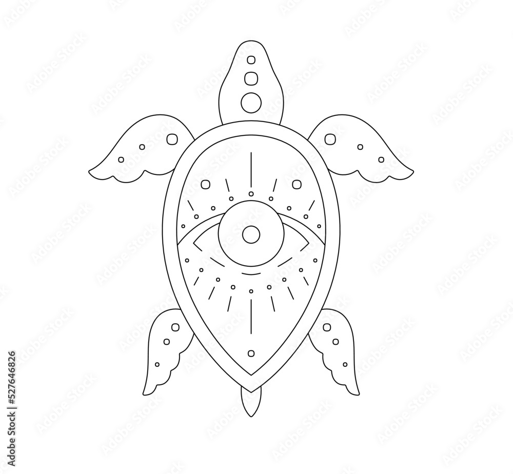 Vector isolated abstract decorative ornate sea turtle top view ...