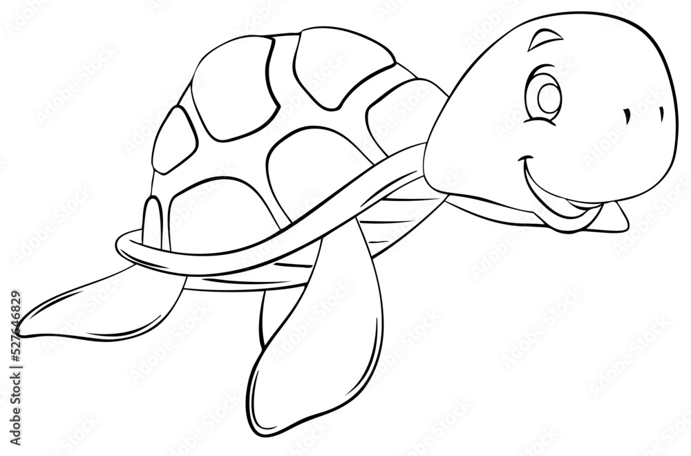 Turtle. Element for coloring page. Cartoon style. Stock Vector | Adobe ...