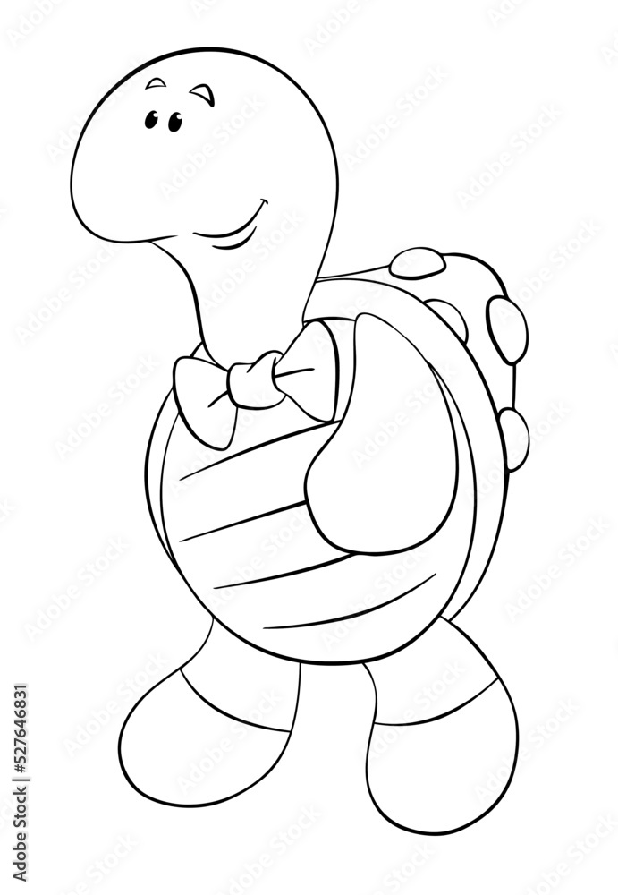 Turtle. Element for coloring page. Cartoon style. Stock Vector | Adobe ...